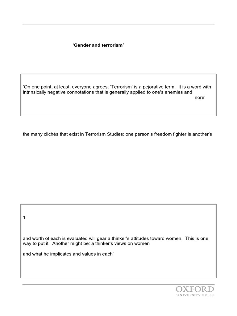 Gender Dynamics in Terrorism Studies | PDF | Frantz Fanon | Chechnya