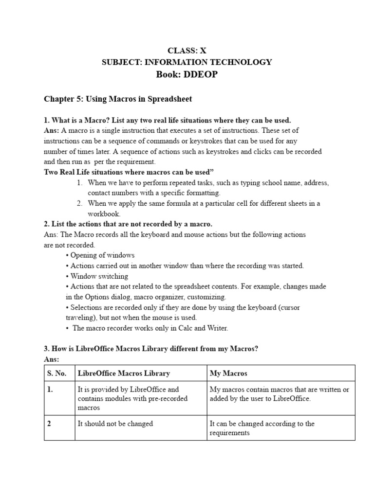 X IT CH5(Using Macros in Spreadsheet) Homework | PDF | Macro (Computer Science) | Spreadsheet