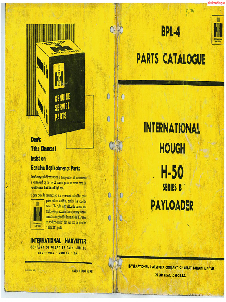 Ih Hough H-50 Seriesb Parts Sec Wat | PDF