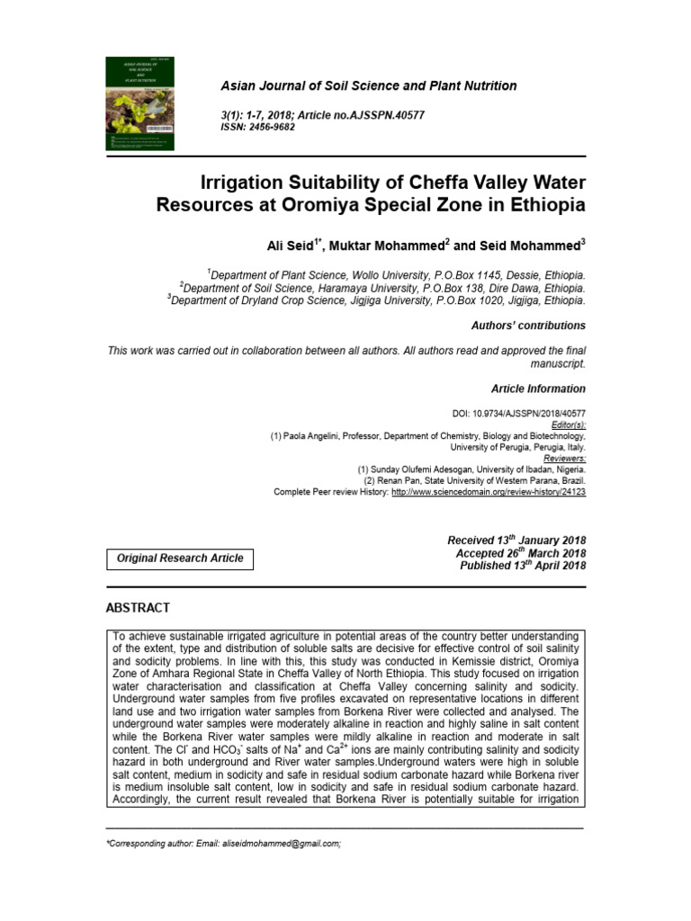 Irrigation Suitability of Cheffa Valley | PDF | Earth Sciences