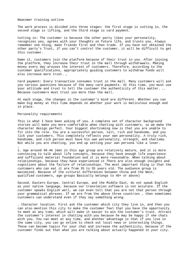 Training Outline, Perfect Character Background Story | PDF | Experience ...