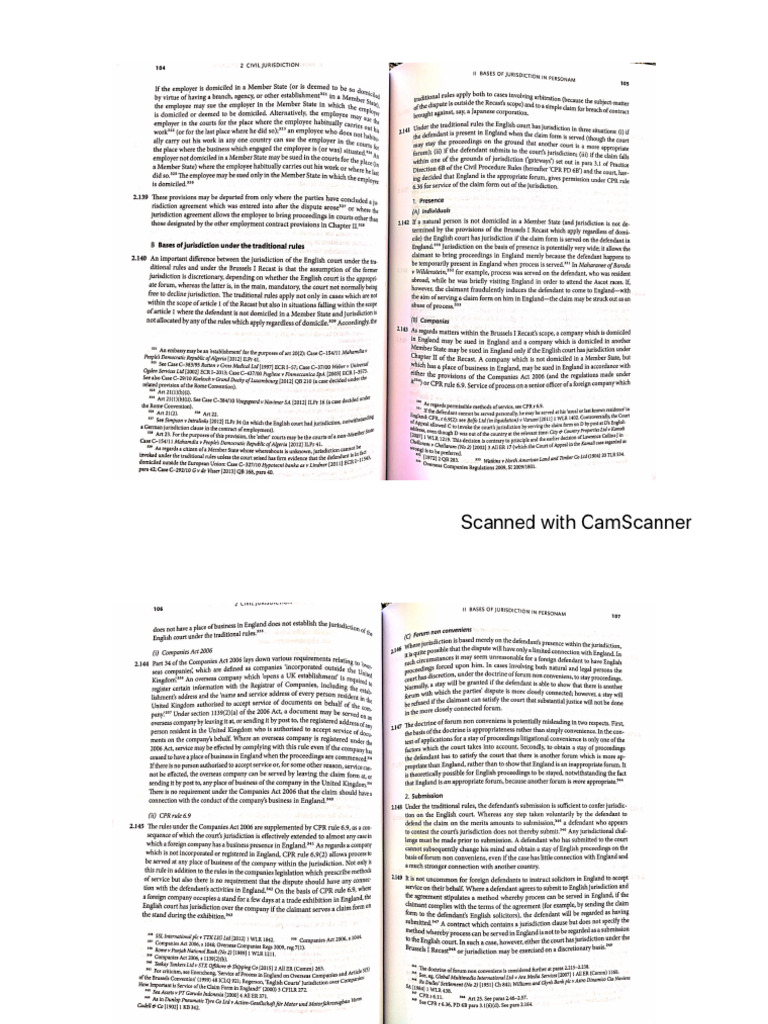 Bases of Jurisdiction - Traditional Rules (CH) | PDF