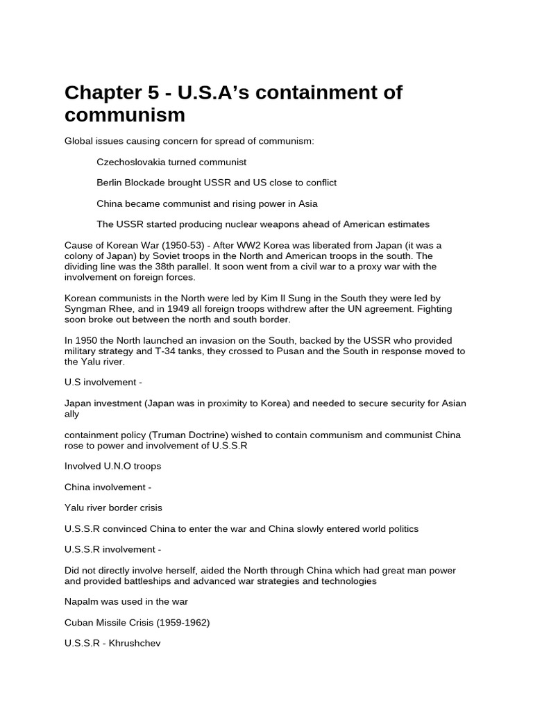 Chapter 5 - Containment of communism | PDF | Korean War | Cuban Missile ...