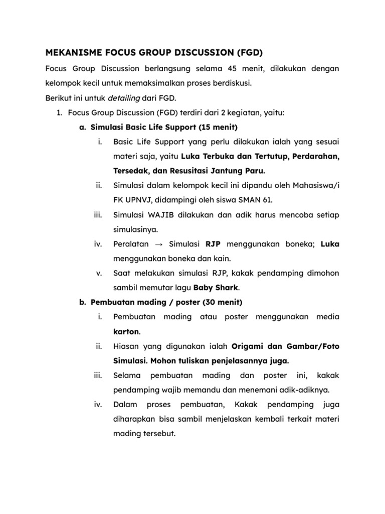 Mekanisme Focus Group Discussion (FGD) | PDF