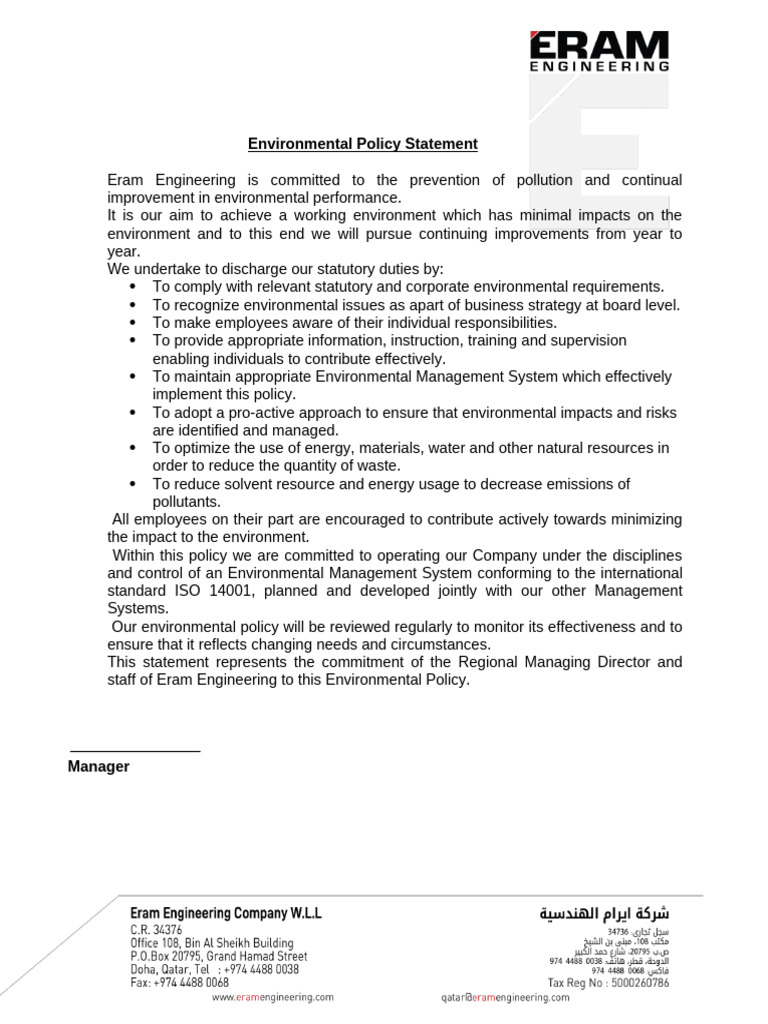 Environmental Policy Statement | PDF