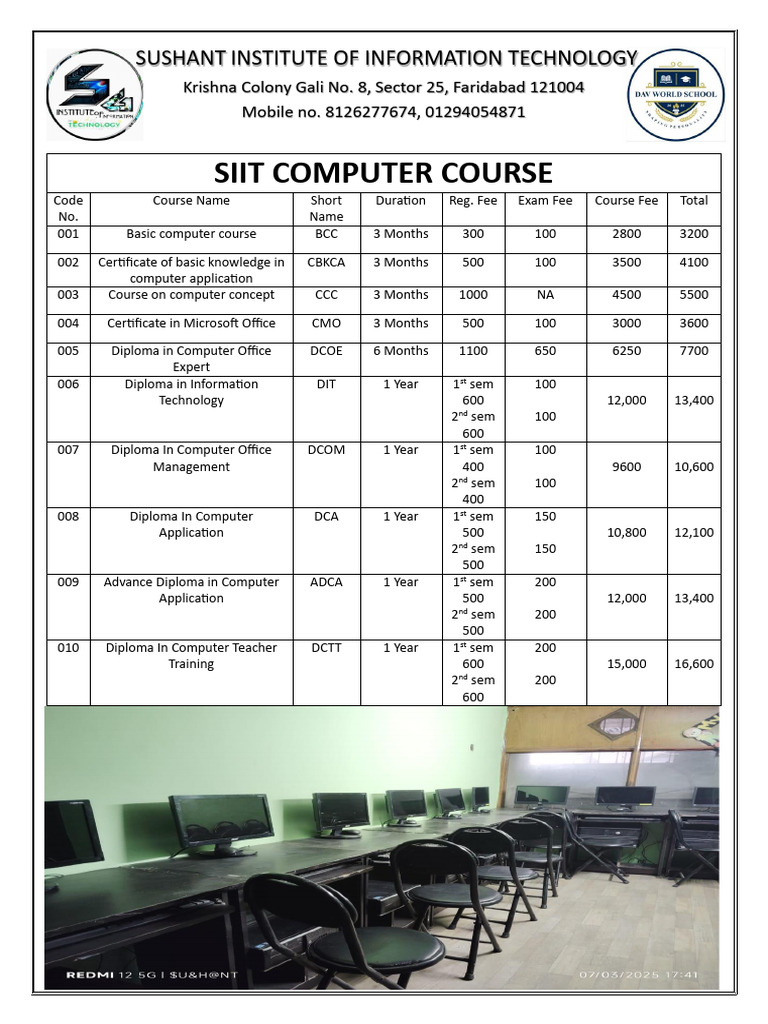 Sushant Institute of Information Technology Fee List | PDF | Career And Technical Education ...