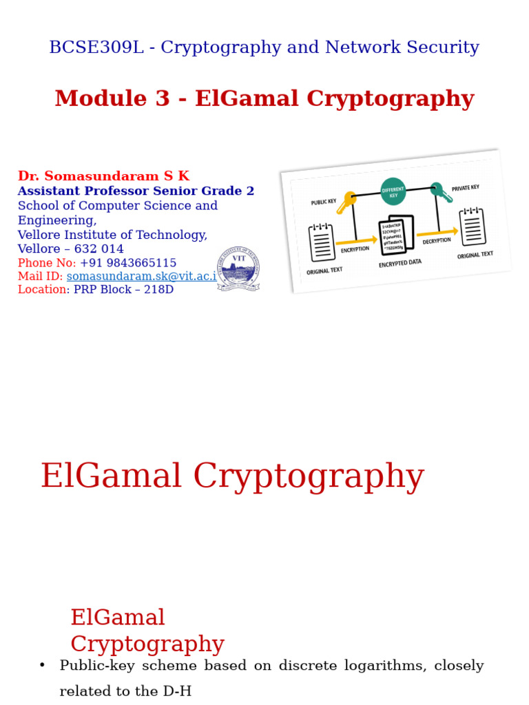 14 ElGamal 25 01 2025 | PDF | Public Key Cryptography | Cryptography
