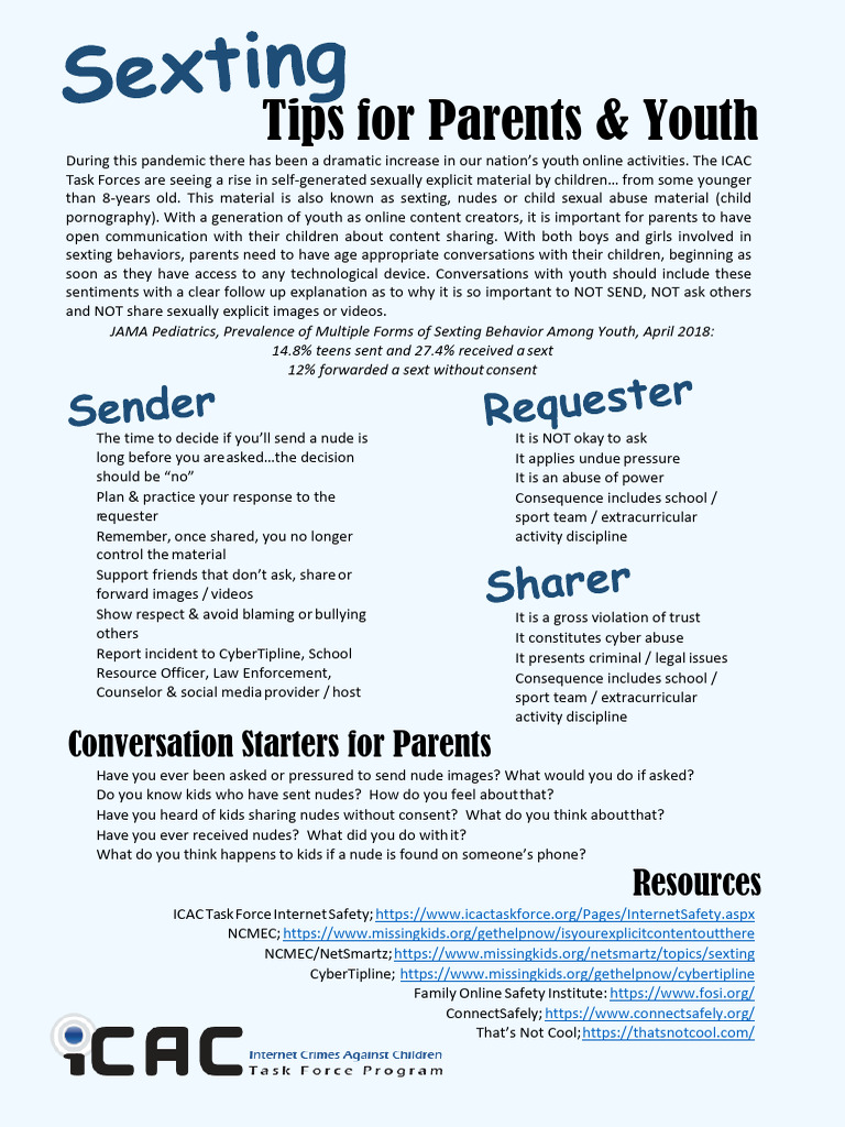 Sexting Tips and Resources For Parents and Youth | PDF | Aggression ...