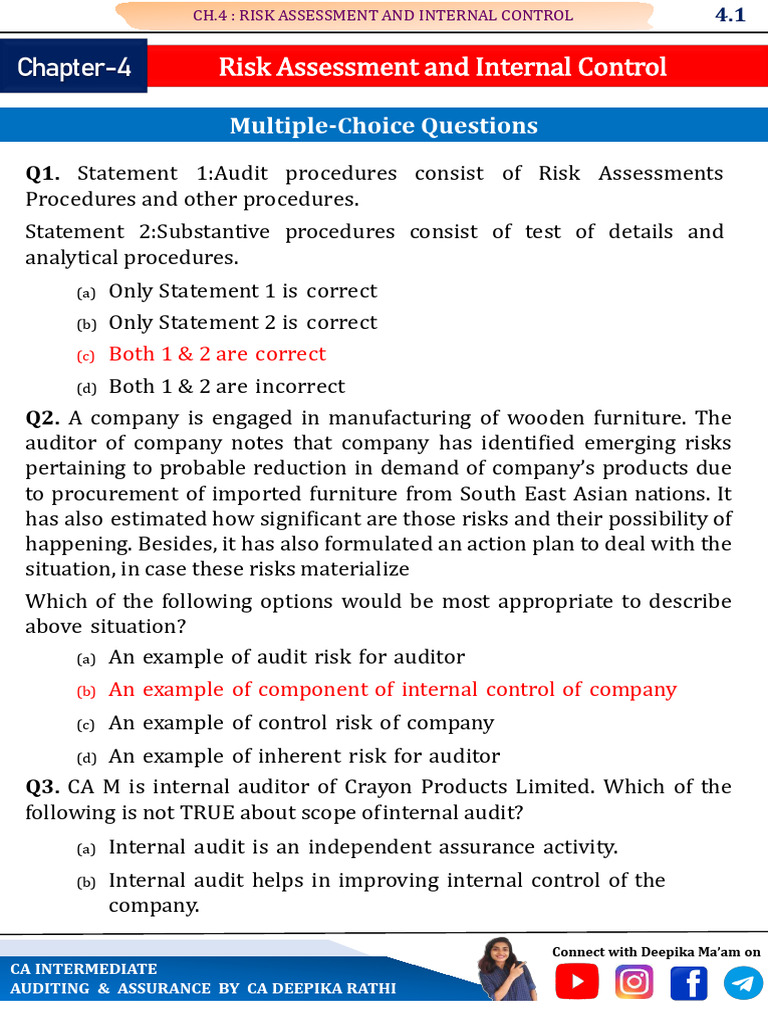 Chp-4 Risk Assessment & Internal Control | PDF | Audit | Internal Control