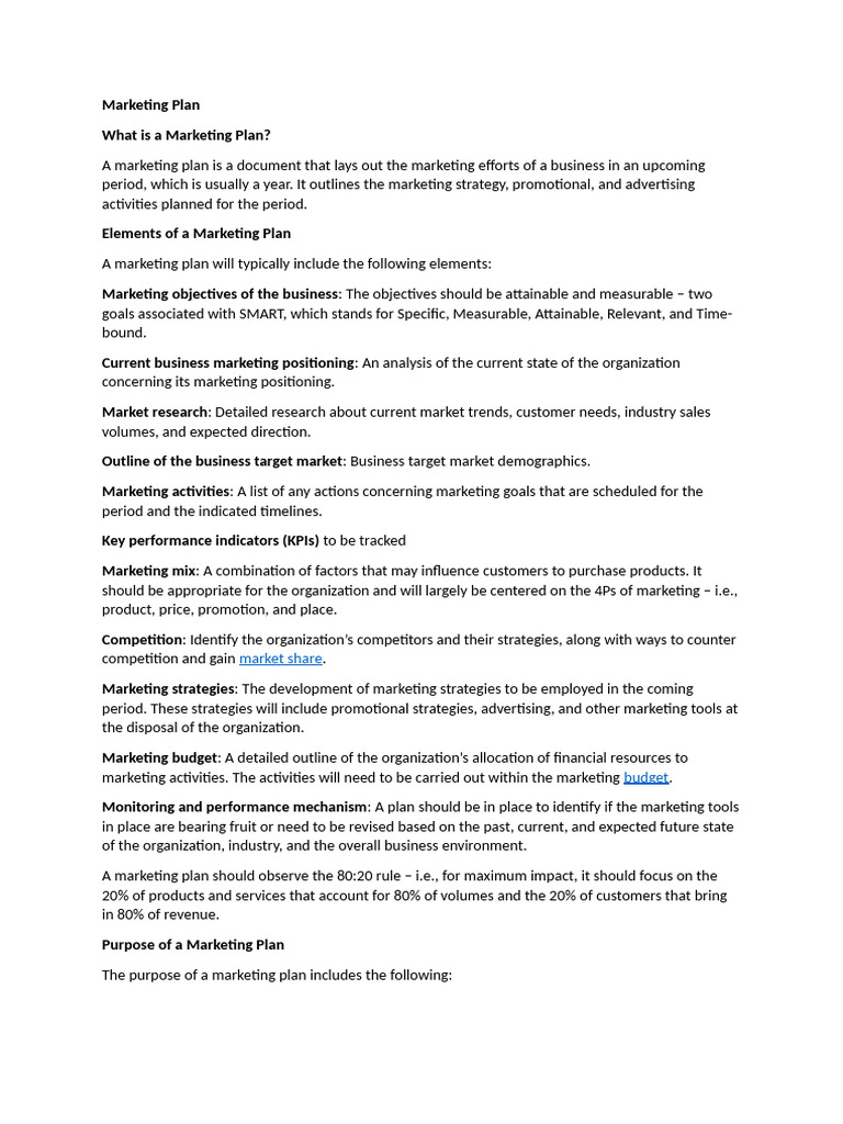Marketing Plan Description 2 | PDF | Marketing | Marketing Strategy