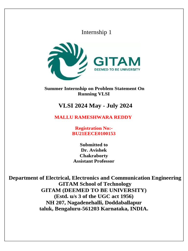 Internship-1 - Report (1) Ramesh | PDF | Hardware Description Language | Logic Synthesis