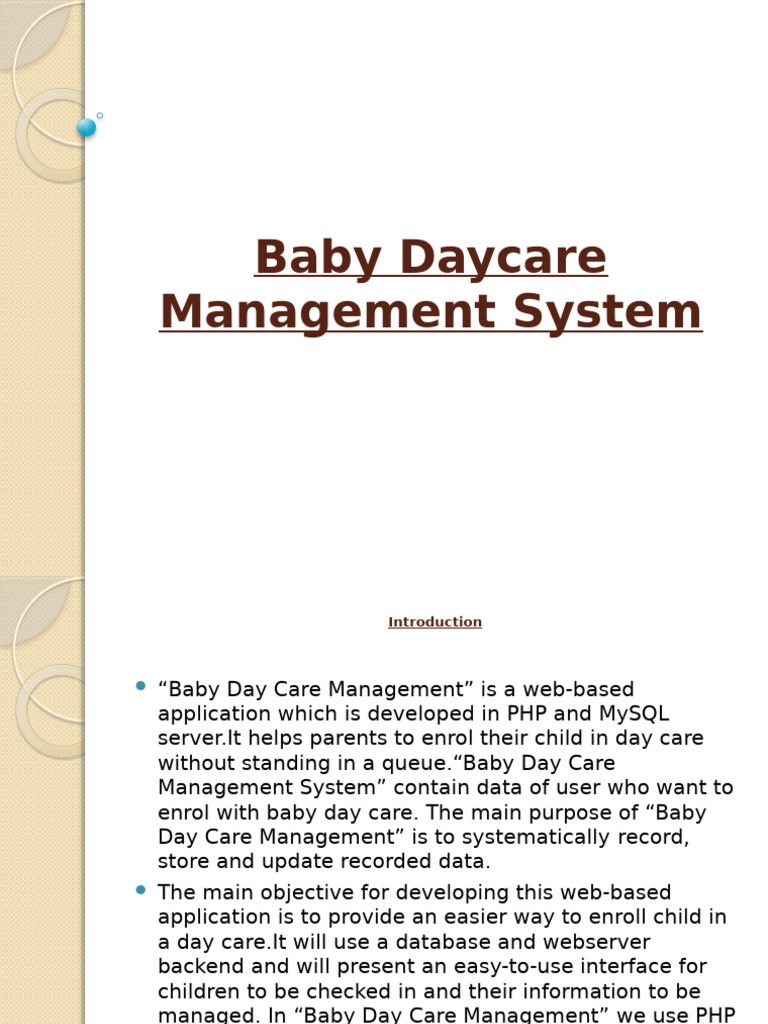 Web-Based Baby Daycare Management System | PDF | Php | Databases