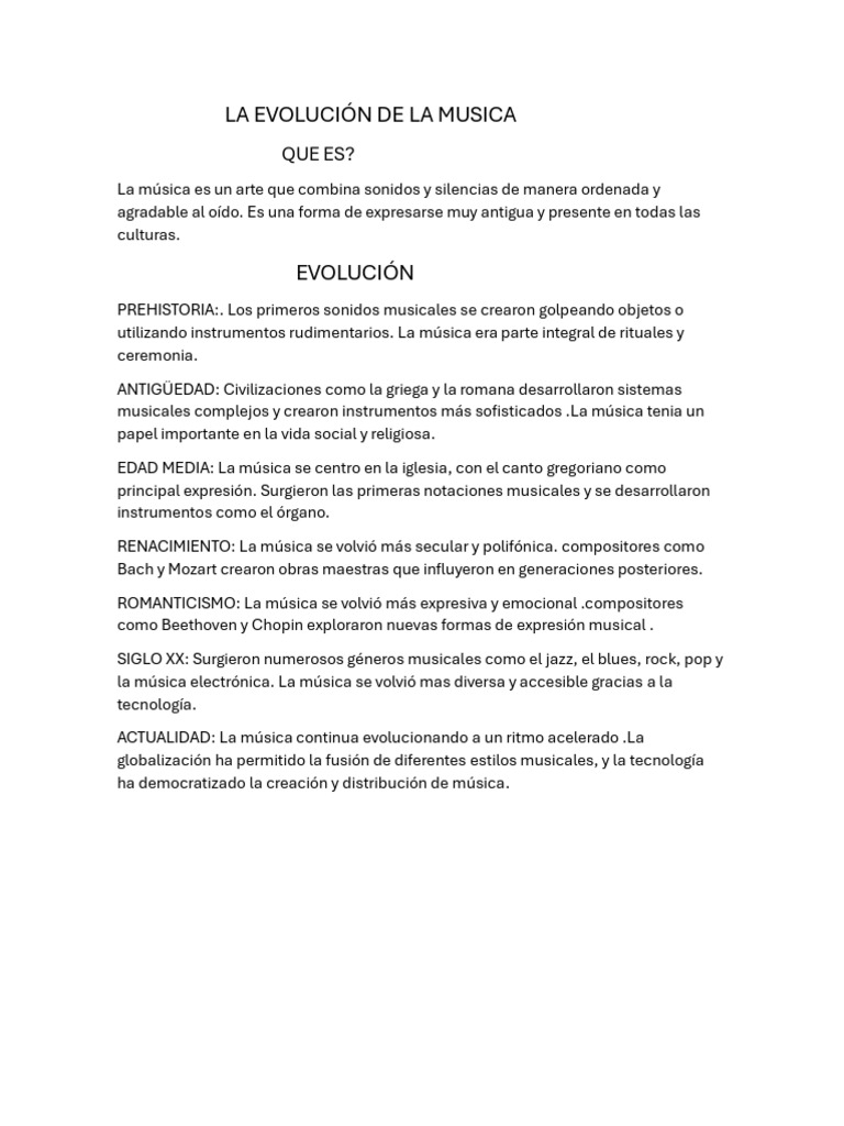 La Evoluccion de La Musica | PDF