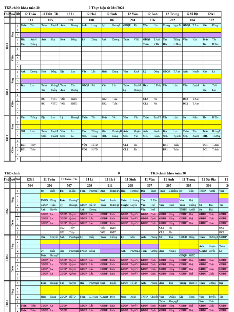 TKB TUẦN 33 - NH 23-24 - G | PDF