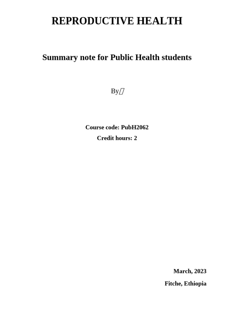 RH Reading Material Prepared by Salale University | PDF | Sexually ...