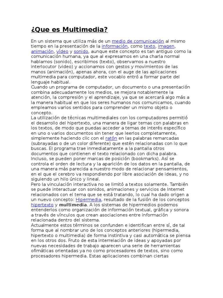 Definición y Uso de Multimedia | PDF | Multimedia | Comunicación