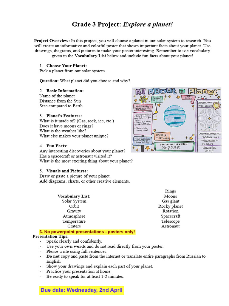 Grade 3 Science Project | PDF