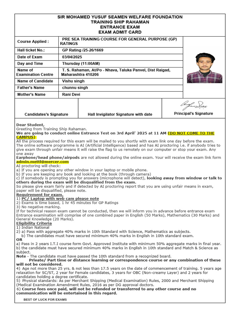Kinpoe Merit List 2025 Details | PDF