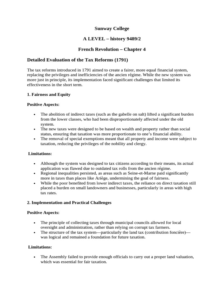 1791 Tax Reforms: Fairness and Challenges | PDF | Taxes | Direct Tax