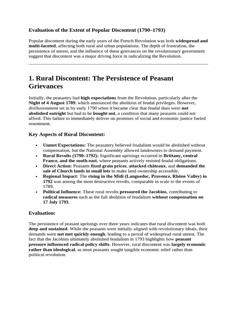 Evaluation of The Extent of Popular Discontent | PDF | Revolutions ...