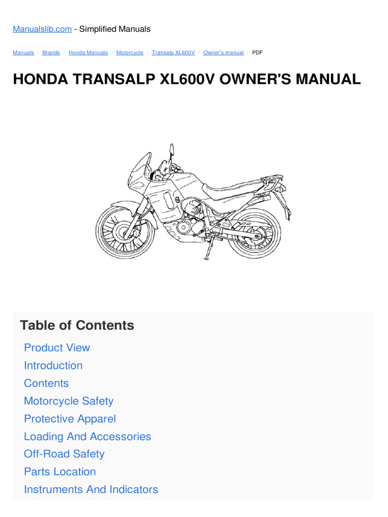 Honda Transalp Manual 2007 | PDF | Manual Transmission | Motor Oil
