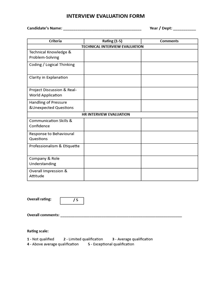 Interview Evaluation Form Template | PDF