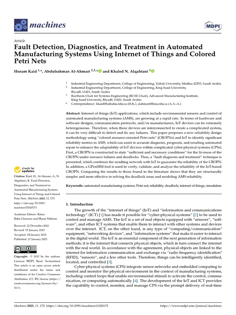Kaid 等 - 2023 - Fault Detection, Diagnostics, and Treatment in Aut | PDF | Internet Of Things ...