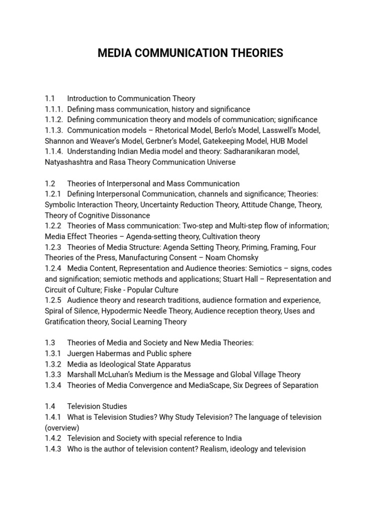 Media Communication Theories | PDF | Communication | Interpersonal ...