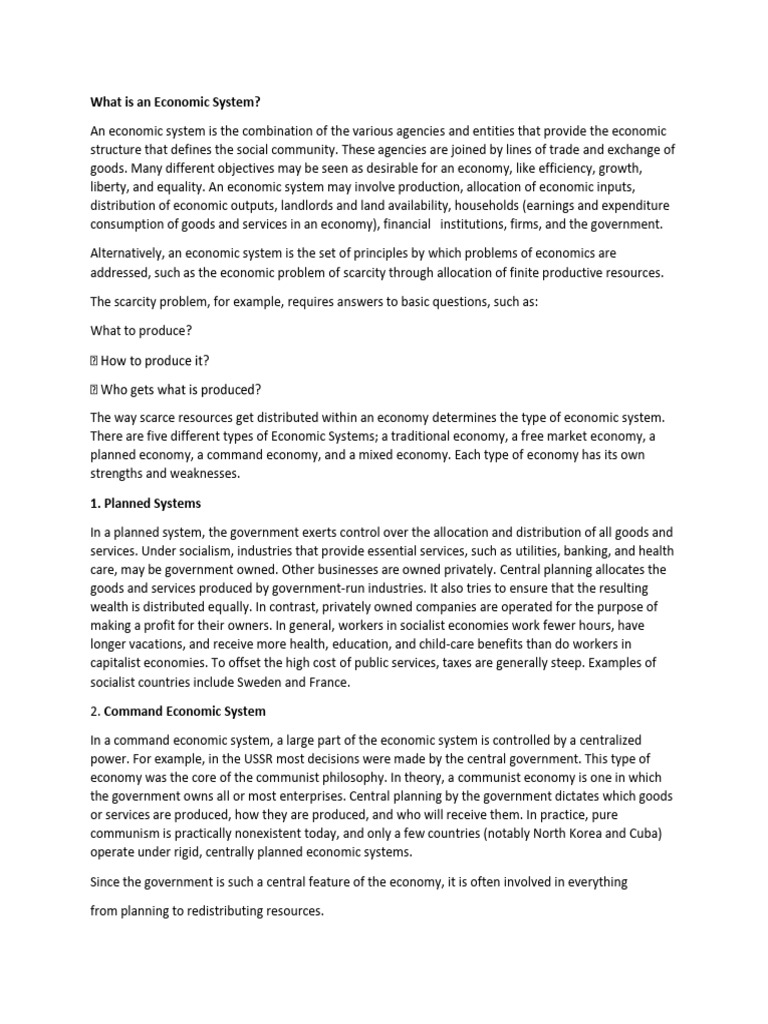Understanding Economic Systems | PDF | Economic System | Market (Economics)