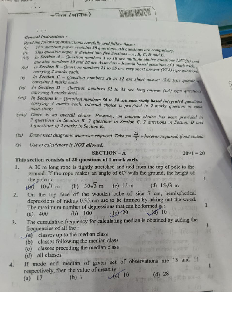 Maths Standard (Set 3) 2024-25 | PDF