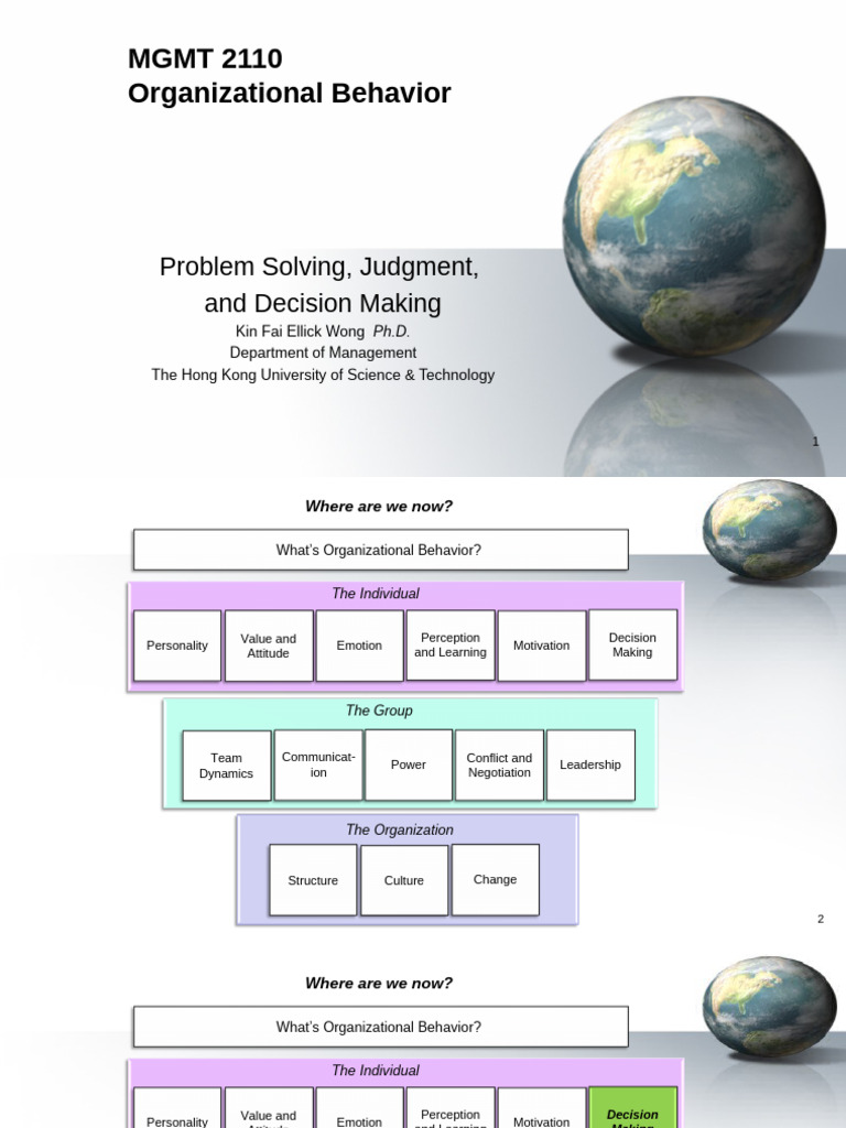 MGMT2110 - Class 09 - 10 - Problem Solving, Judgement, Decision Making ...