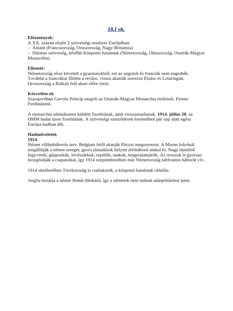 Tétel I. VH | PDF