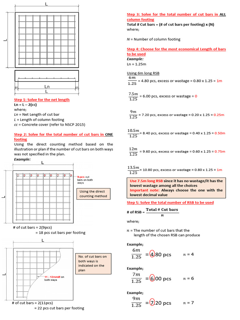 Step by Step Procedure in Column FTG. Without Hooks or Bends RSB ...