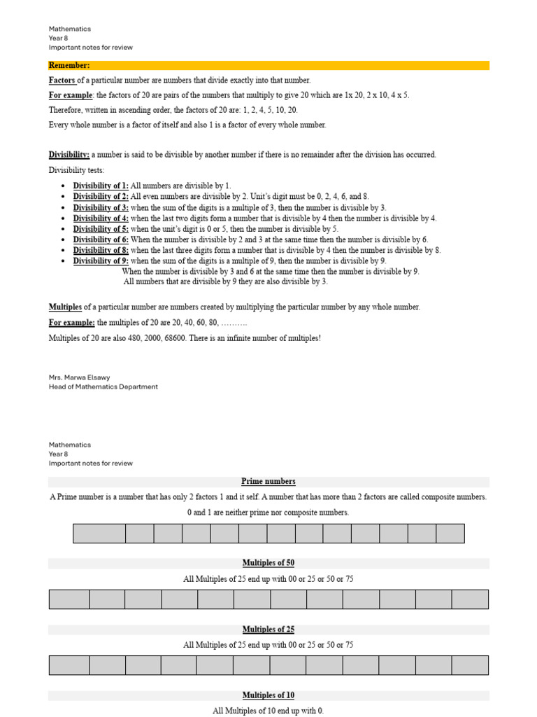 Important Notes To Know Prior Final Exam | PDF | Area | Multiplication