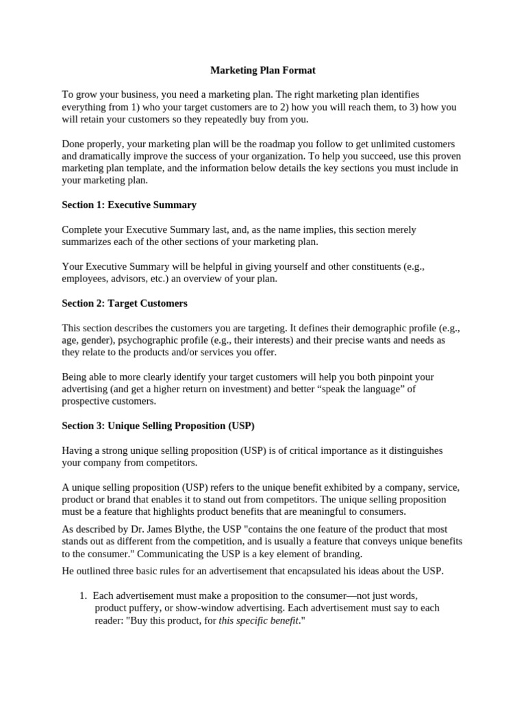 Paper Marketing Plan Format | PDF | Marketing | Pricing