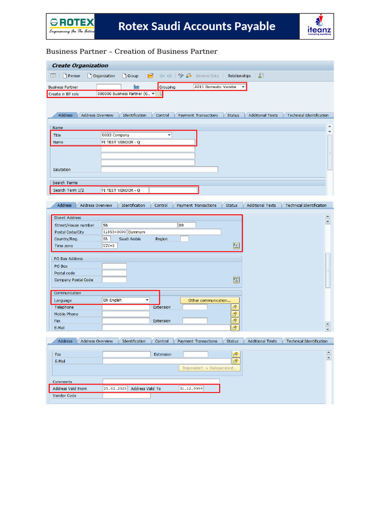 FICO Rotex Roll out Accounts Payable - Business Partner & Vendor ...