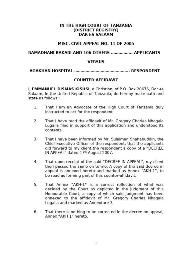 Counter-Affidavit in Civil Appeal 11/2005 | PDF | Justice | Crime ...