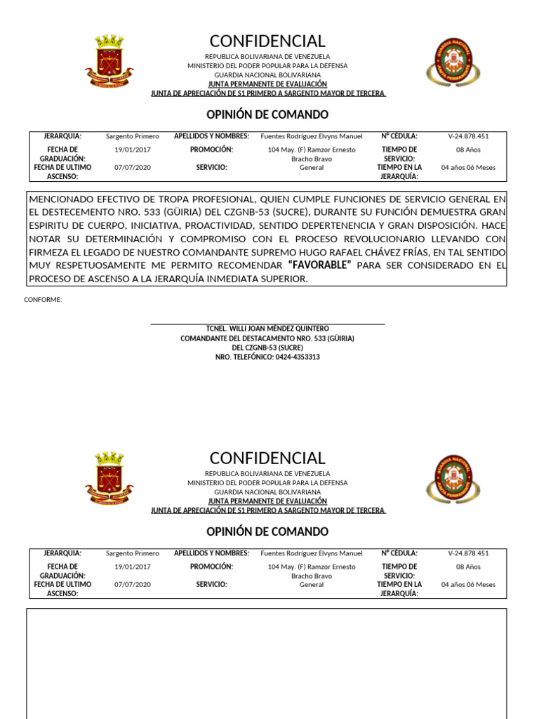 Formato Carpeta de Opinion de Comando | PDF | Venezuela | Gobierno