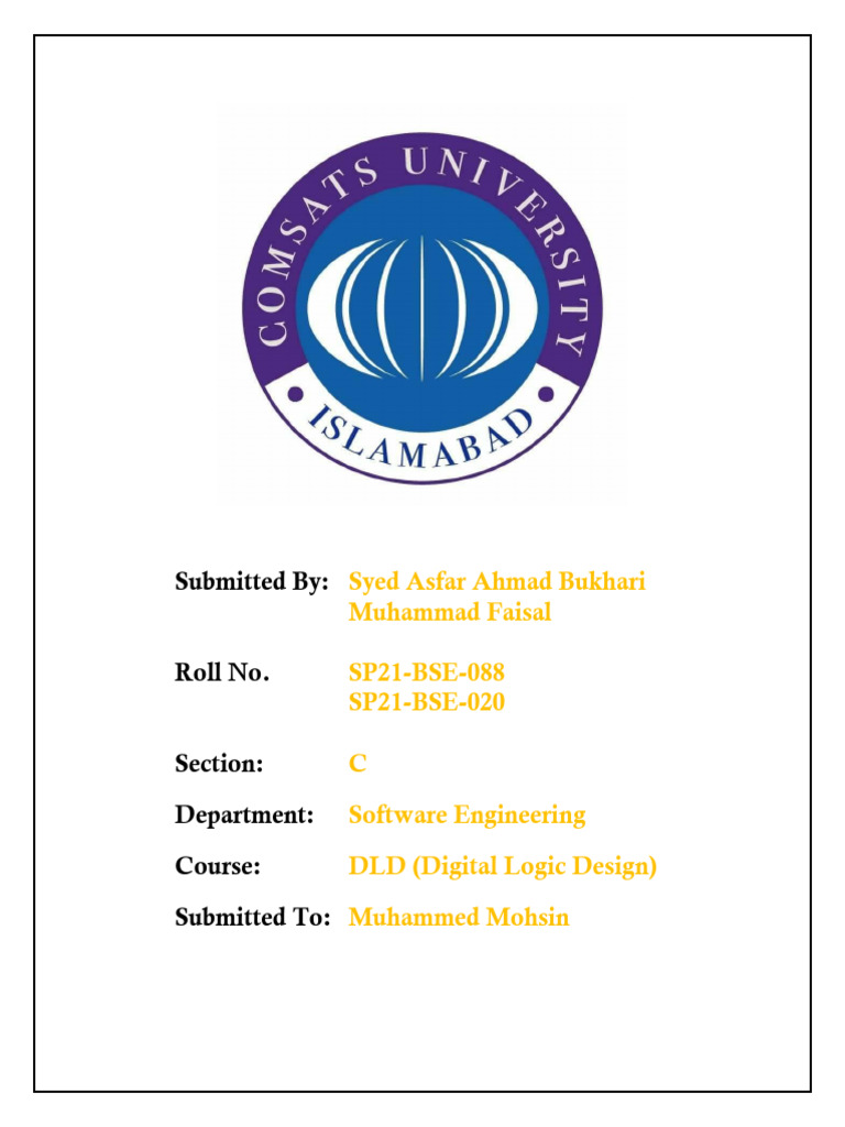 Digital Logic Design DLD Lab Report 5 | PDF | Computer Engineering ...