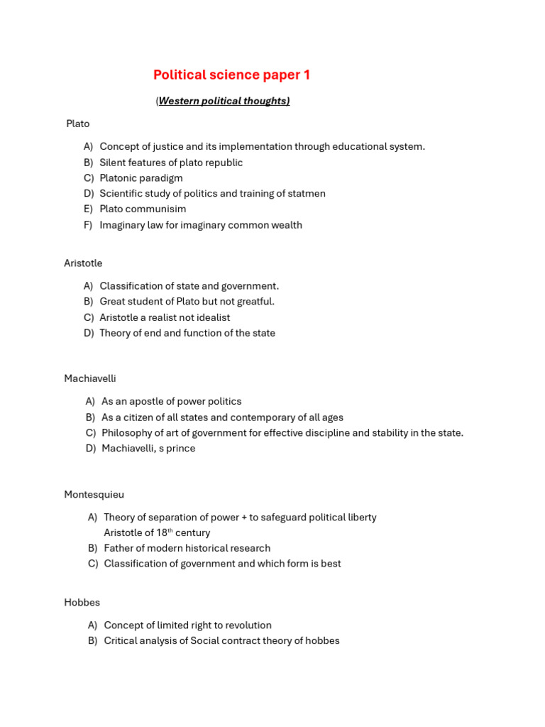 Political Science Paper | PDF | Social Contract | Political Philosophy