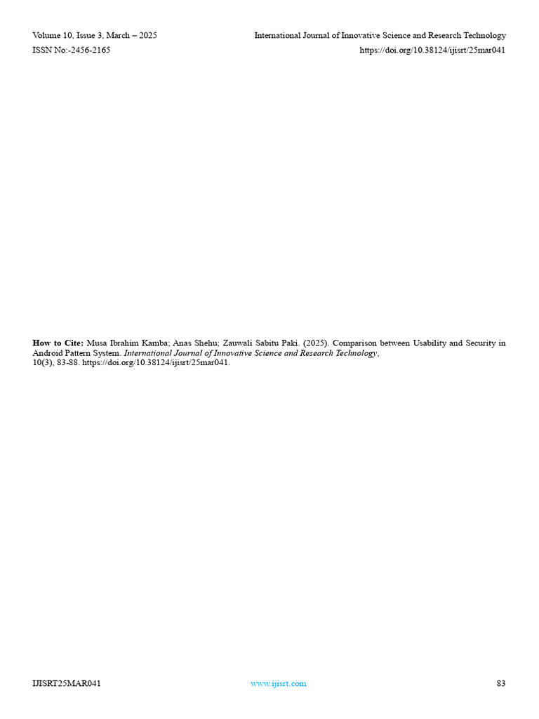 Comparison Between Usability And Security In Android Pattern System