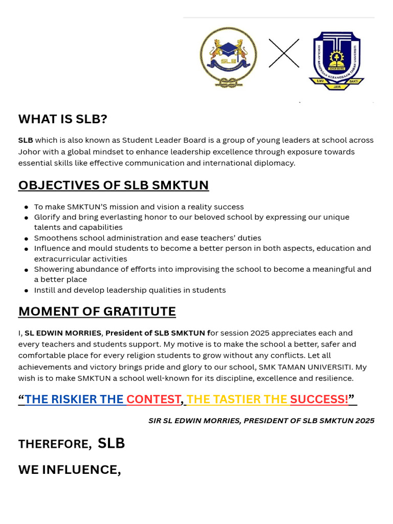 SLB: Enhancing Student Leadership in Johor | PDF