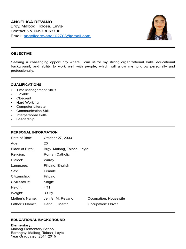 ANGELICA REVANO - Resume - Docx 1 | PDF