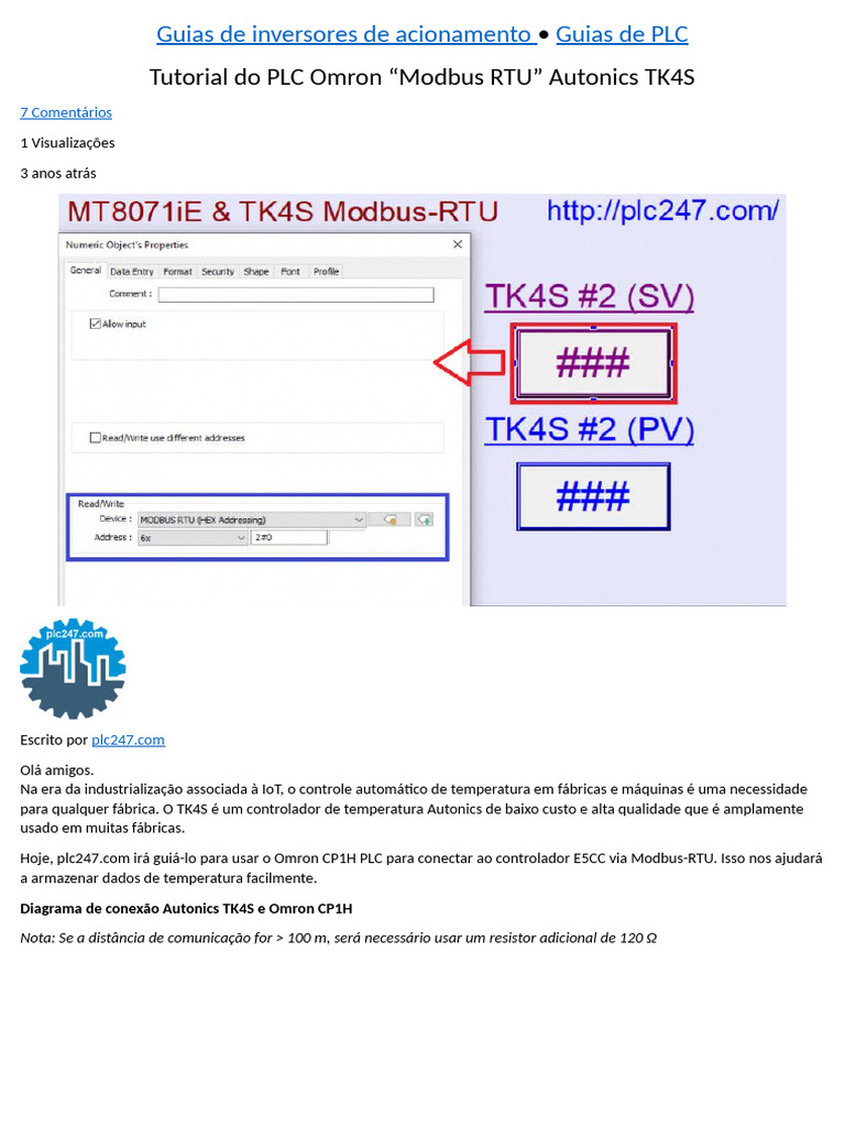 Conexão Modbus RTU: Omron e TK4S | PDF