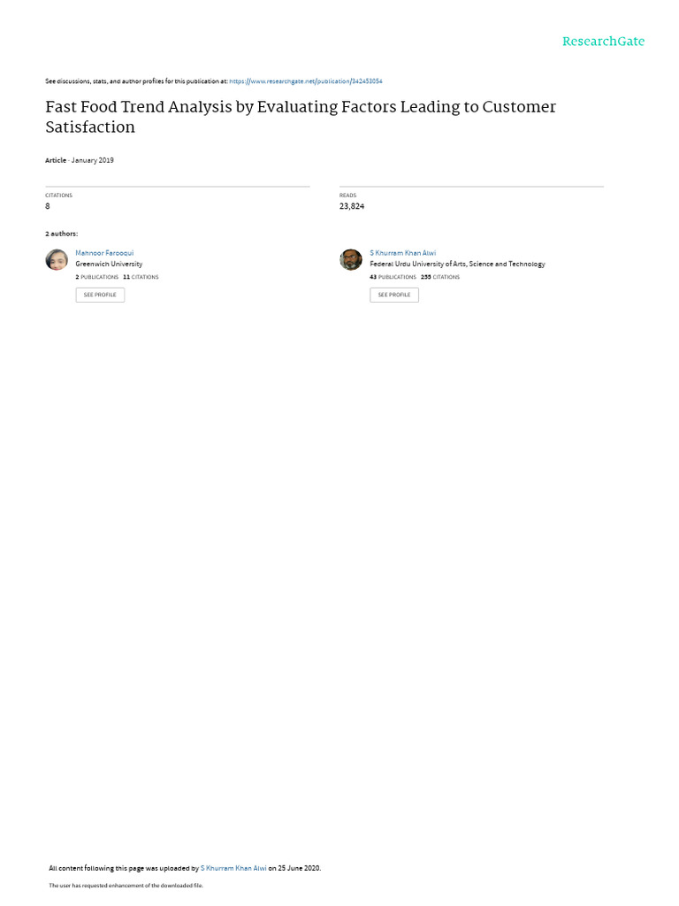 Fast Food Trend Analysisby Evaluating Factors Leadingto | PDF | Fast ...