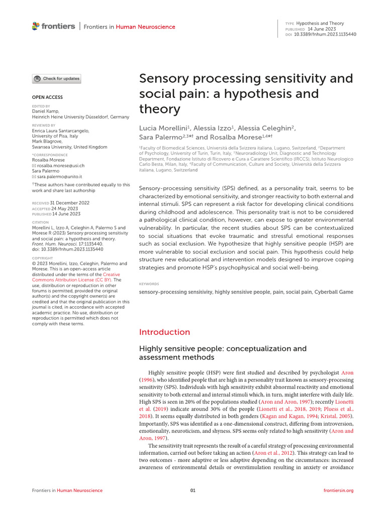 Sensory Processing Sensitivity | PDF | Psychological Concepts | Neuroscience