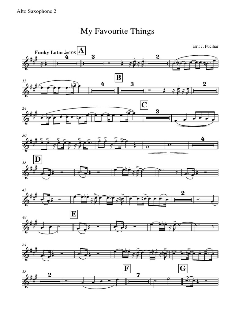 My Favourite Things FULL BB Alto Saxophone 2 | PDF | Saxophone ...