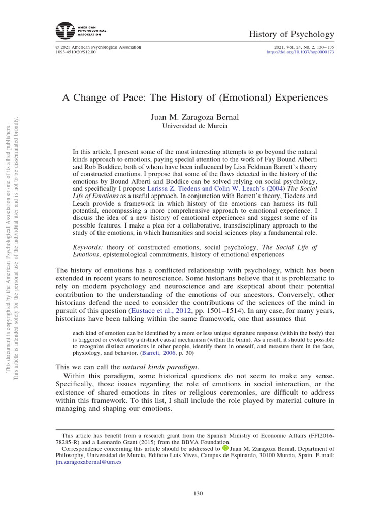 History of Experiences Constructed Emotions | PDF | Emotions | Experience
