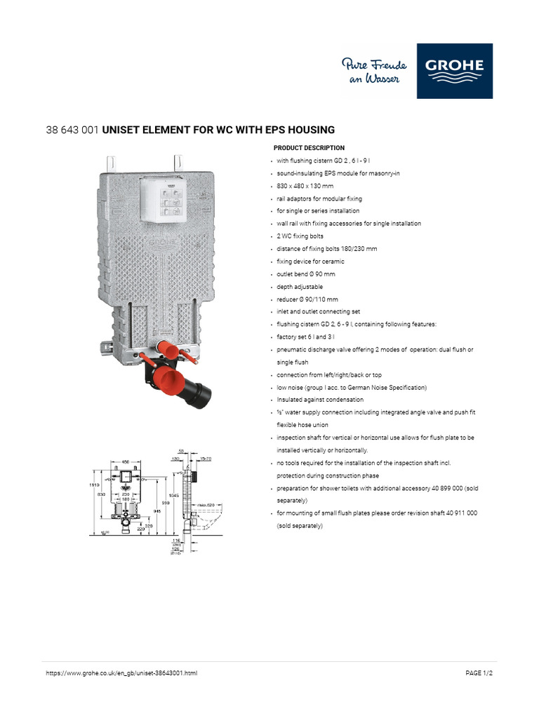 Grohe 38643001 WC Uniset Overview | PDF | Manufactured Goods ...