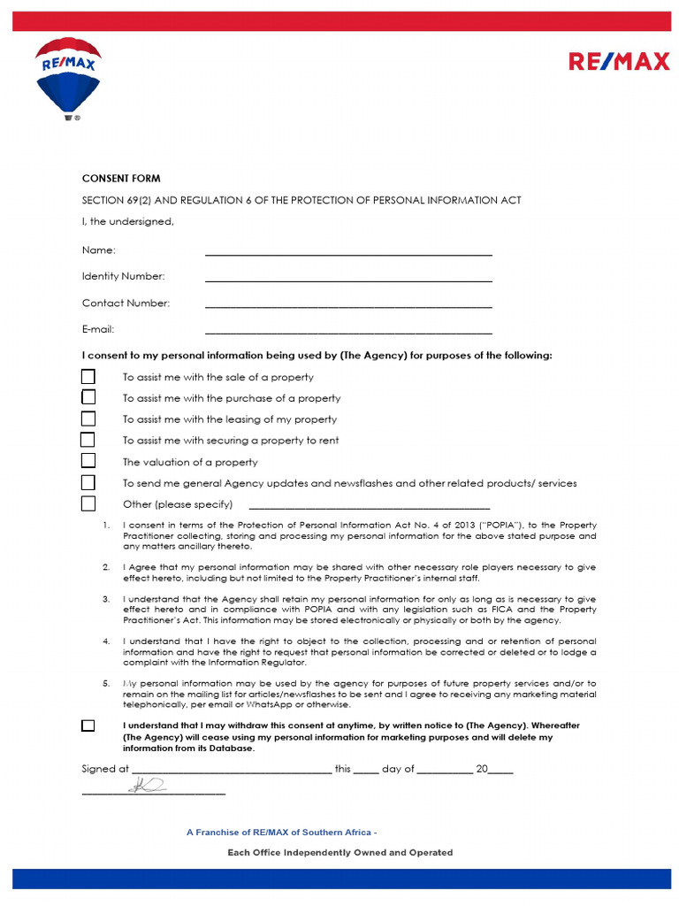 Remax Rental Popia Consent | PDF